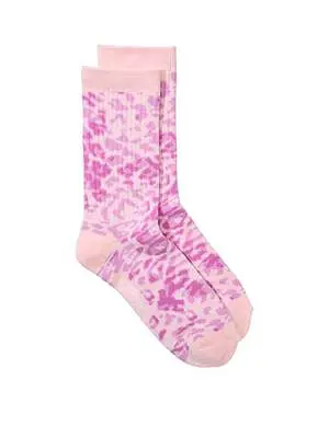 Pink Crew Socks With Patterned Design - Print