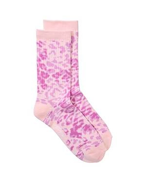Pink Crew Socks With Patterned Design - Print