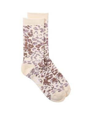 Pink Crew Socks With Patterned Design - Print