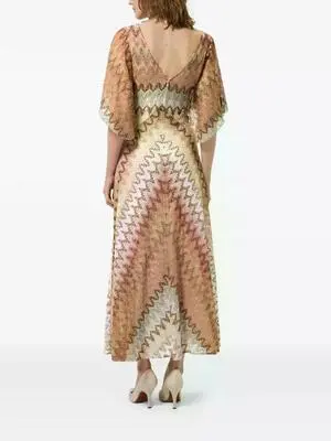 Missoni Zigzag Butterfly-sleeve Maxi Dress - Neutrals