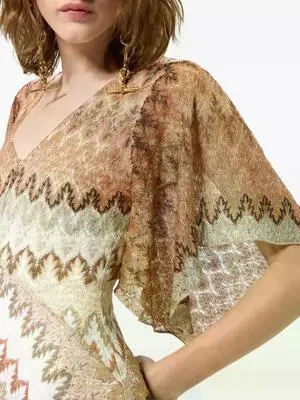 Missoni Zigzag Butterfly-sleeve Maxi Dress - Neutrals