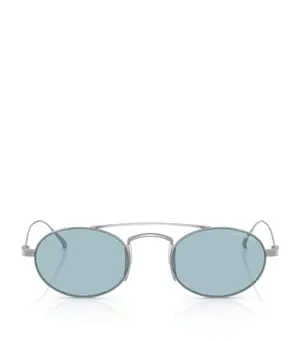 Giorgio Armani Titanium Oval Sunglasses - Silver