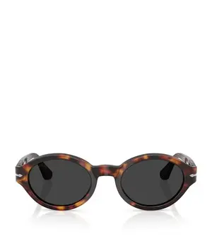 Persol Tortoiseshell Effect Round Frame Acetate Sunglasses - Brown