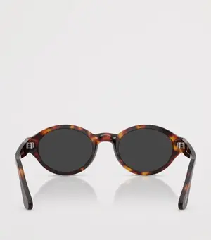 Persol Tortoiseshell Effect Round Frame Acetate Sunglasses
