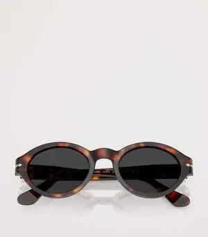 Persol Tortoiseshell Effect Round Frame Acetate Sunglasses