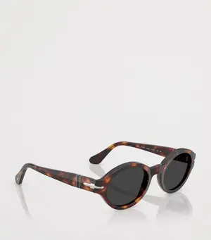 Persol Tortoiseshell Effect Round Frame Acetate Sunglasses
