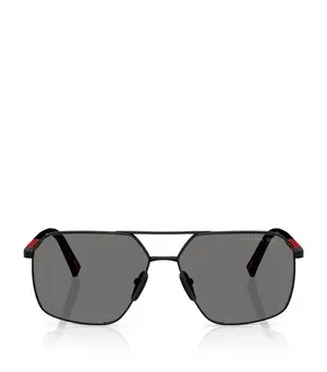 Prada Metal Aviator Sunglasses - Black