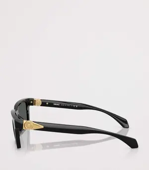 Versace Acetate Rectangular Frame Sunglasses With Medusa Detail