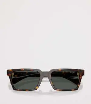 Versace Rectangular Tortoiseshell Sunglasses With Medusa Detail