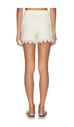BOBI Lace Trimmed Rayon Shorts