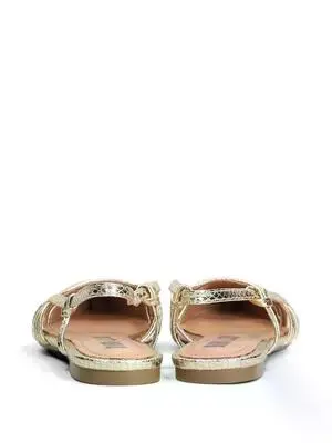 BIBI LOU Snakeskin-effect Cage Ballet Flats - Gold