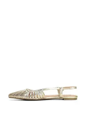 BIBI LOU Snakeskin-effect Cage Ballet Flats - Gold