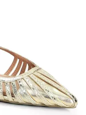 BIBI LOU Snakeskin-effect Cage Ballet Flats - Gold