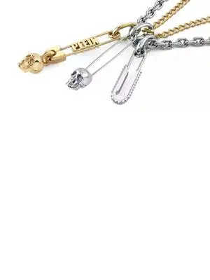 Philipp Plein Multi-strand Safety Pin Pendant Necklace - Gold