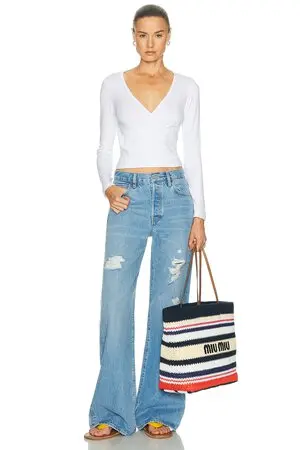 Donni. Baby Rib Criss Cross Long Sleeve Tee