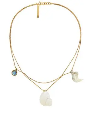 Dries Van Noten Gold-tone Shell And Resin Pendant Necklace - Brass