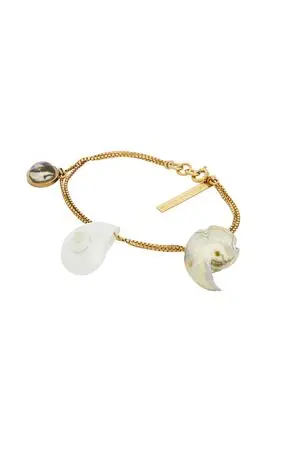 Dries Van Noten Natural Shell And Resin Charm Bracelet - Brass