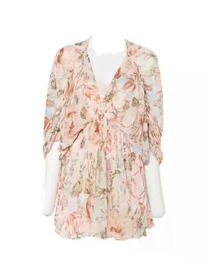 Hemant & Nandita Floral Print Crinkled Shorts - Pink