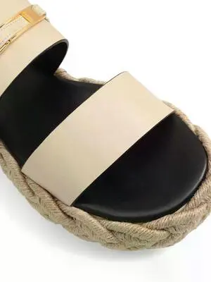 SERGIO ROSSI Platform Espadrille Sandals With Gold-tone Hardware - Neutrals