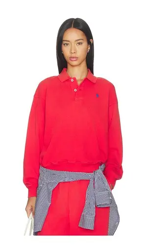 Polo Ralph Lauren Island Fleece Polo Sweatshirt - Red
