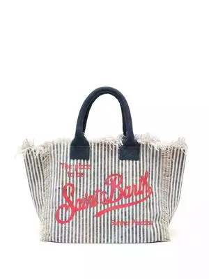 MC2 SAINT BARTH Striped Frayed Beach Bag - Blue