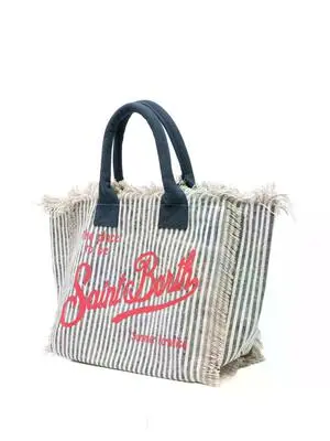 MC2 SAINT BARTH Striped Frayed Beach Bag - Blue