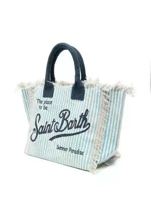 MC2 SAINT BARTH Striped Frayed Beach Bag