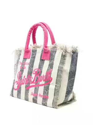 MC2 SAINT BARTH Vanity Striped Frayed-edge Beach Bag