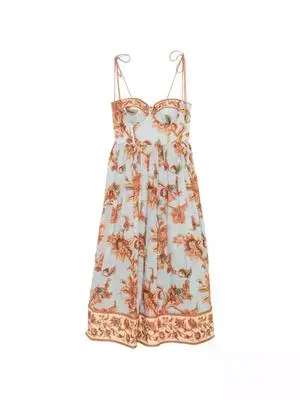 Zimmermann Aster Floral-print Corset Midi Dress - Blue