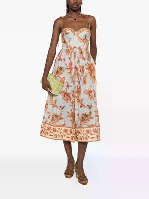 Zimmermann Aster Floral-print Corset Midi Dress - Blue