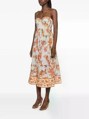 Zimmermann Aster Floral-print Corset Midi Dress - Blue
