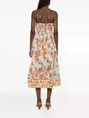 Zimmermann Aster Floral-print Corset Midi Dress - Blue
