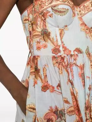 Zimmermann Aster Floral-print Corset Midi Dress - Blue