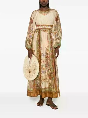 Zimmermann Indra Floral-print Maxi Dress - Neutrals