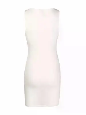 MAISON CLOSE Ivory Ribbed Fitted Scoop Neck Dress