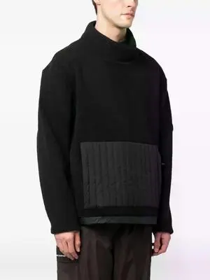 Rains High-neck Fleece Sweatshirt With Quilted Panel