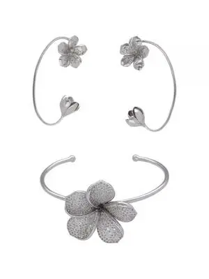 Vintage Floral Motif -tone Jewellery Set - Silver