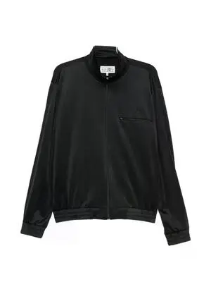 MAISON MARGIELA Logo-embroidered Zip-up Sweatshirt - Black