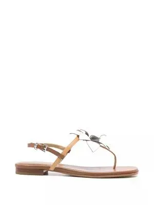 Michael Kors Floral Appliqué Leather Sandals