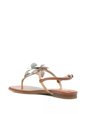 Michael Kors Floral Appliqué Leather Sandals