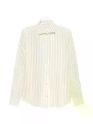 Eleventy Striped Linen Shirt - Neutrals