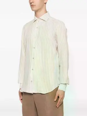 Eleventy Striped Linen Shirt - Neutrals
