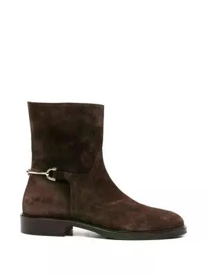 ADRIANNA FERETTI Adrianna Ferretti Suede Horsebit Detail Zip Boots - Brown