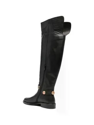 ADRIANNA FERETTI Medallion Embellished Leather Boots