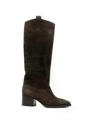 ADRIANNA FERETTI Suede Pointed-toe Block Heel Boots
