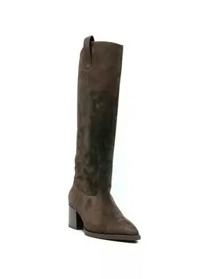 ADRIANNA FERETTI Suede Pointed-toe Block Heel Boots