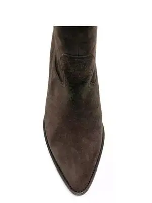 ADRIANNA FERETTI Suede Pointed-toe Block Heel Boots