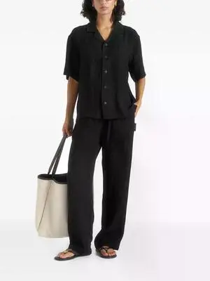 Manière De Voir Maniere De Voir Addison Textured Relaxed Fit Trousers - Black