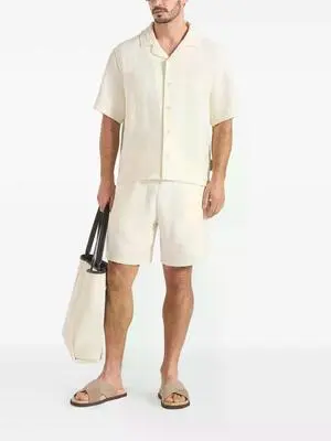 Manière De Voir Textured Fabric Elasticated Waist Drawstring Shorts - Neutrals