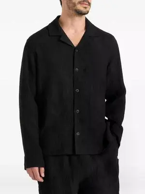 Manière De Voir Maniere De Voir Textured Revere Collar Long Sleeve Shirt - Black